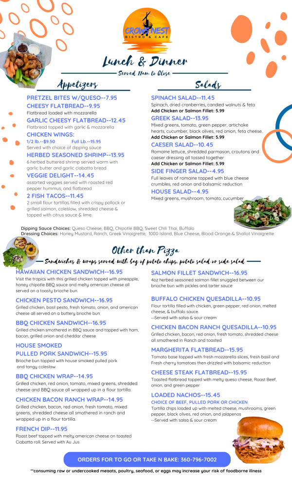 Lunch & Dinner Menu – Crows Nest Bistro & Cafe