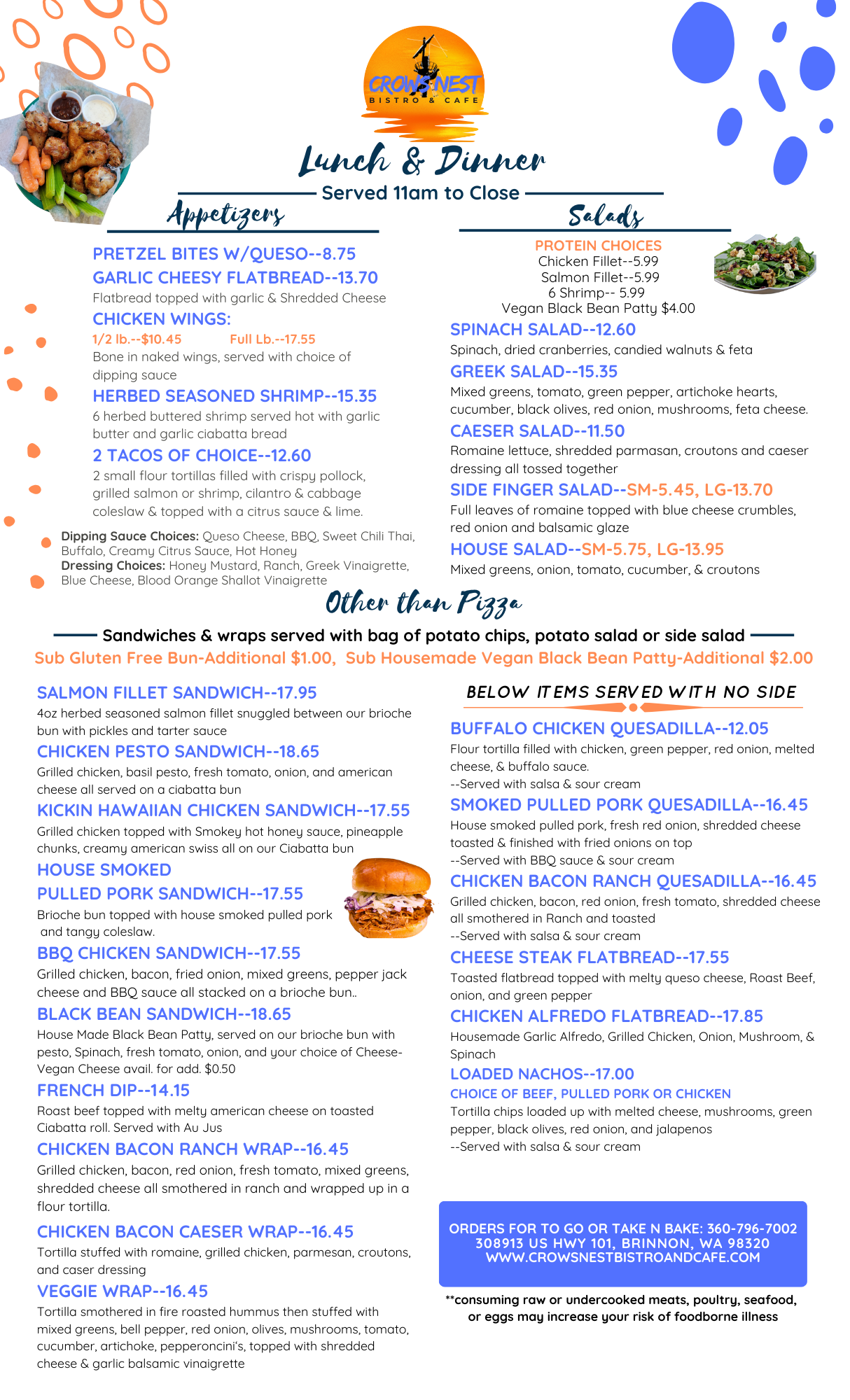 Lunch & Dinner Menu - Crows Nest Bistro & Cafe